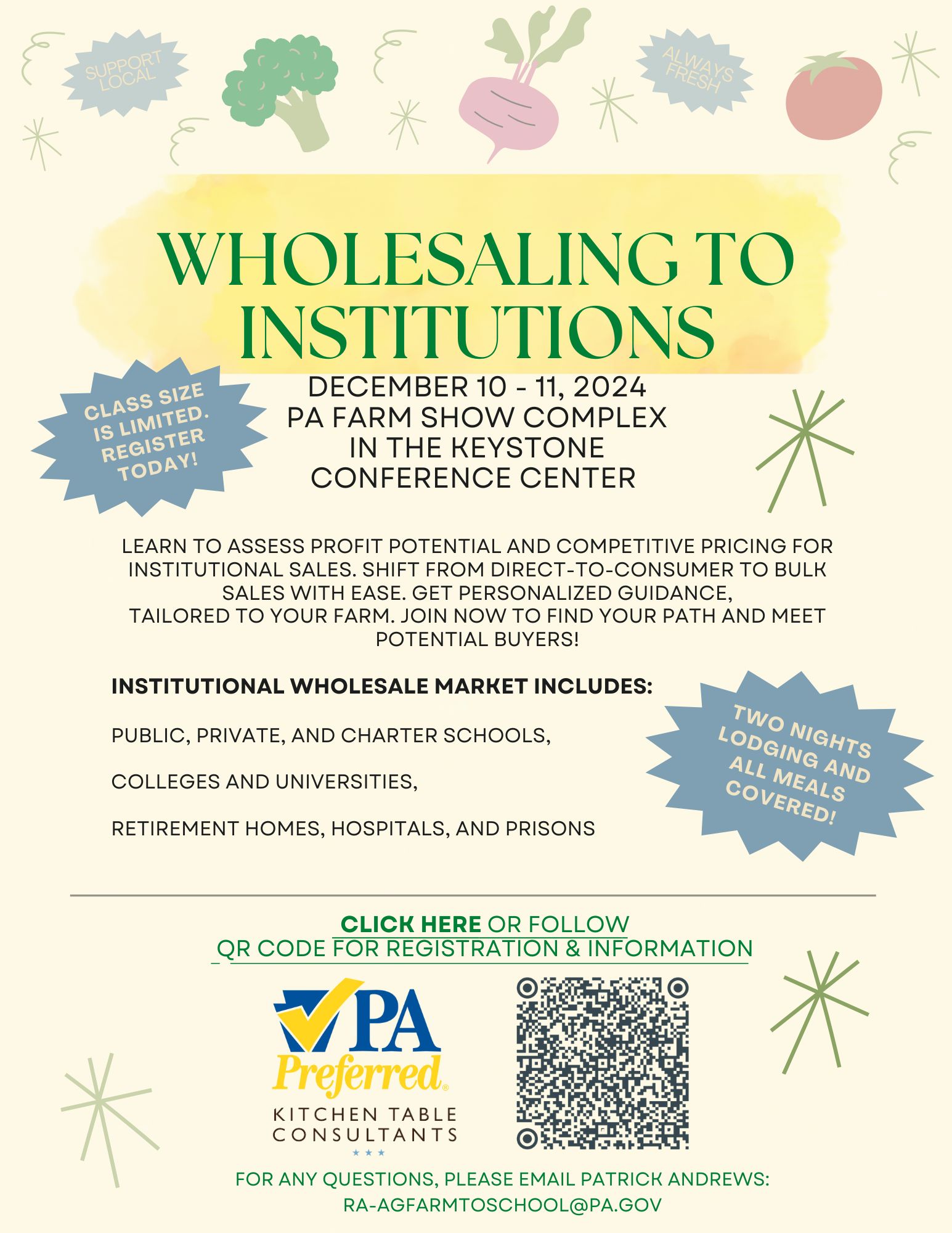 WHOLESALING TO INSTITUTIONS offered by PA Dept of Agriculture and PA ...